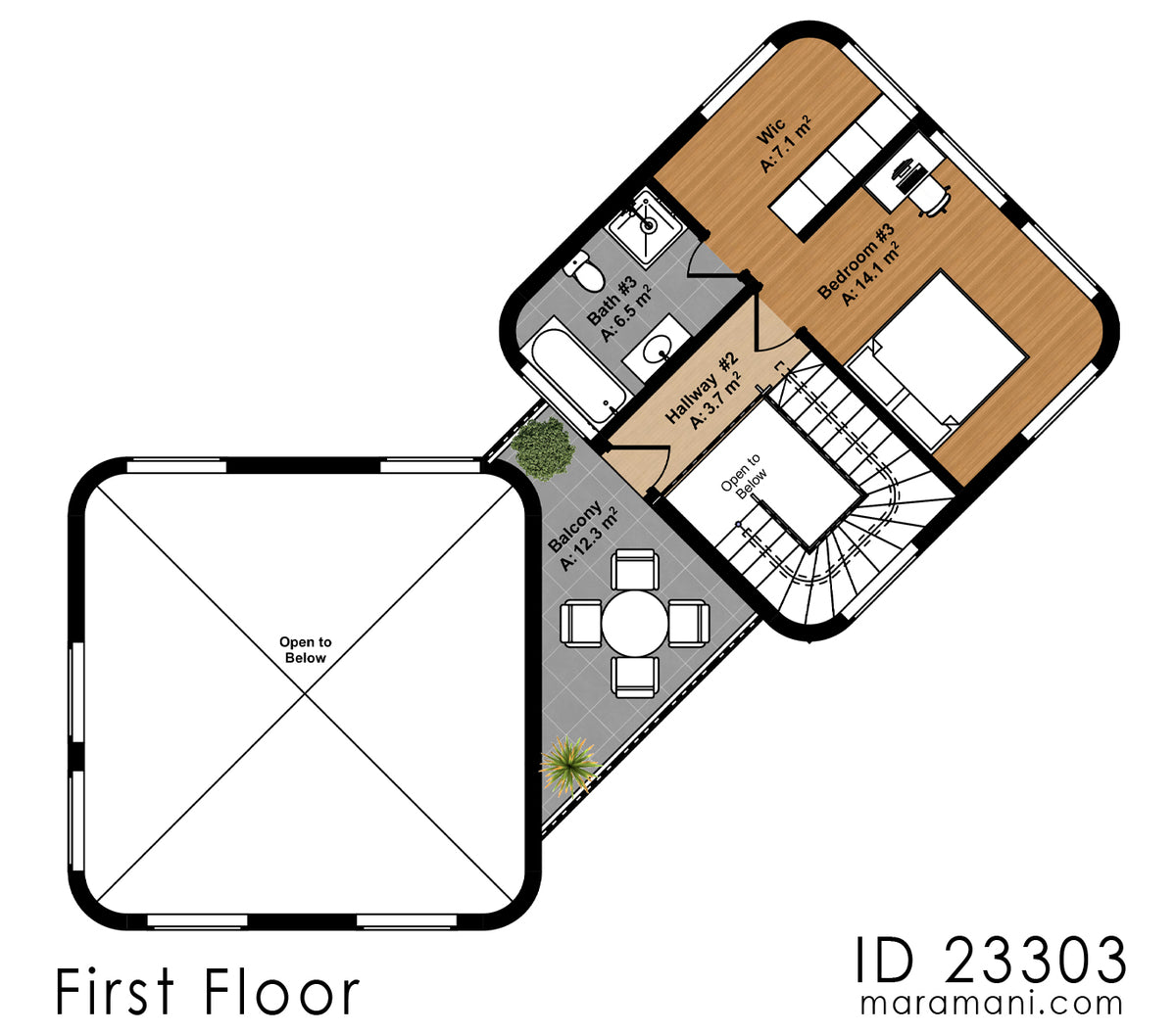 Crazy Design | Three Bedroom Dice House - ID 23302 - Plans by Maramani