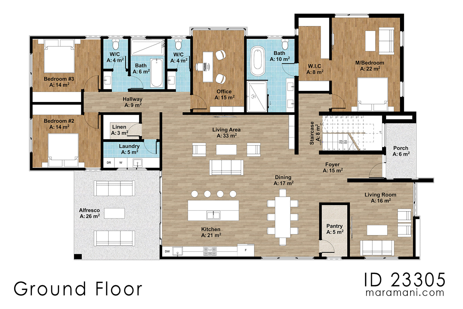 Contemporary 3 Bedroom House Plan - ID 23305 - Designs by Maramani.com
