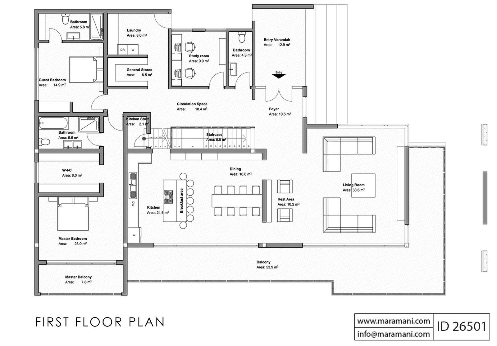 6 Bedroom 2 Story Modern House Plan - ID 26501 - House Designs by Maramani