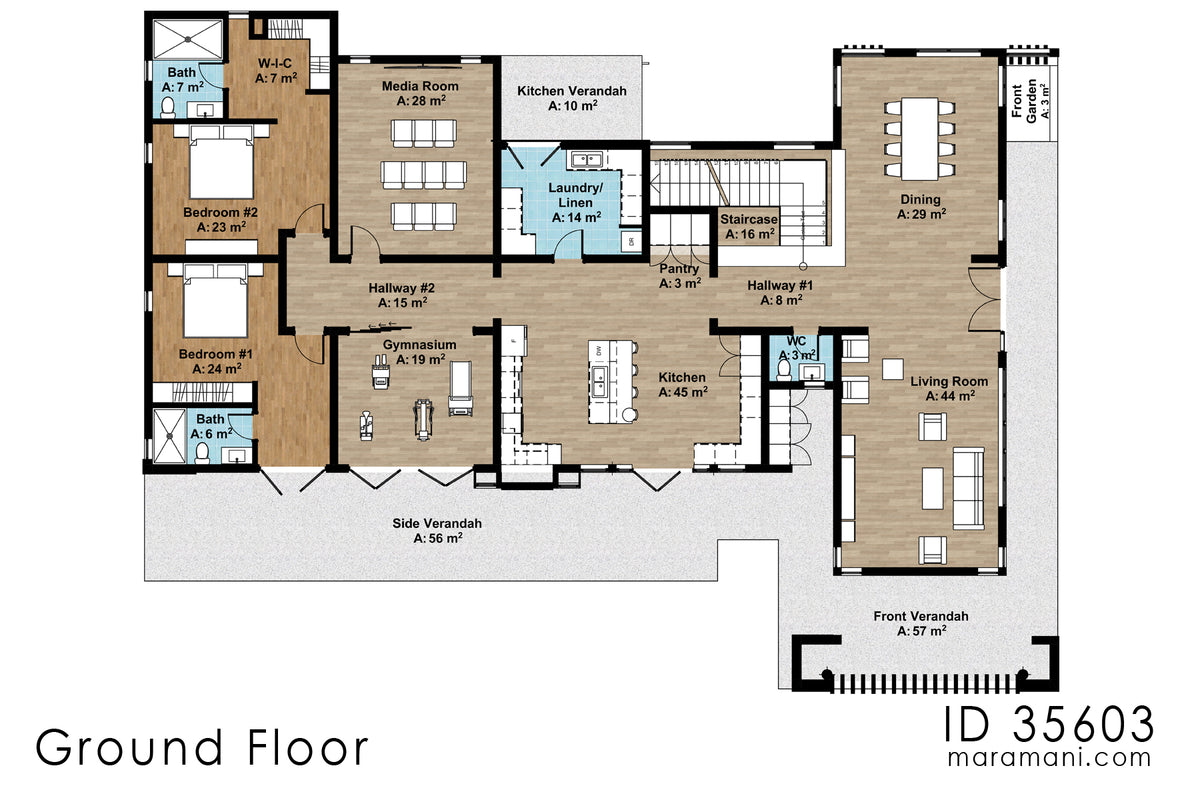 Contemporary 5 bedroom house design - ID 35603 - Plan by Maramani.com