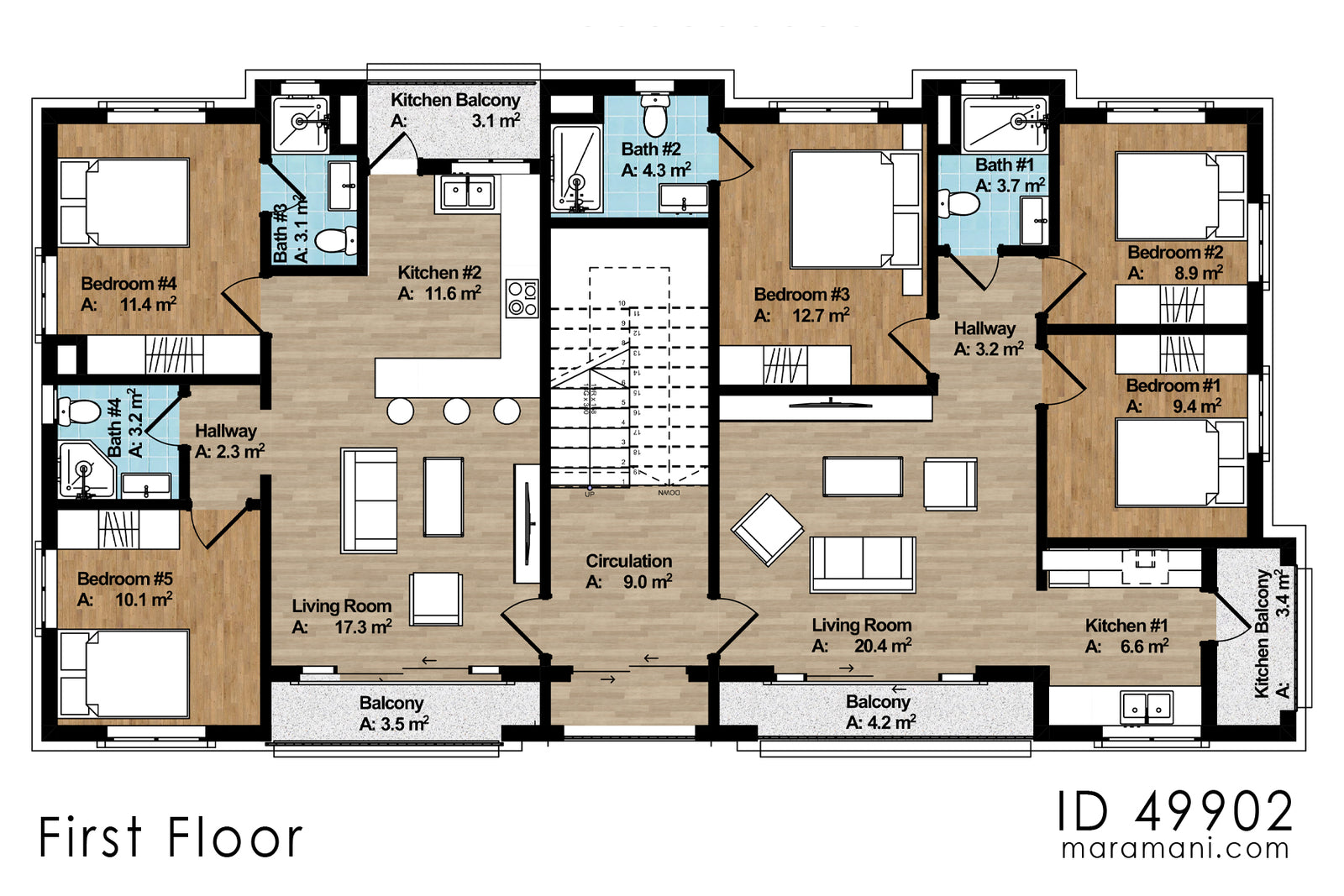 6-plex Apartments building - ID 49902 - Design by Maramani.com