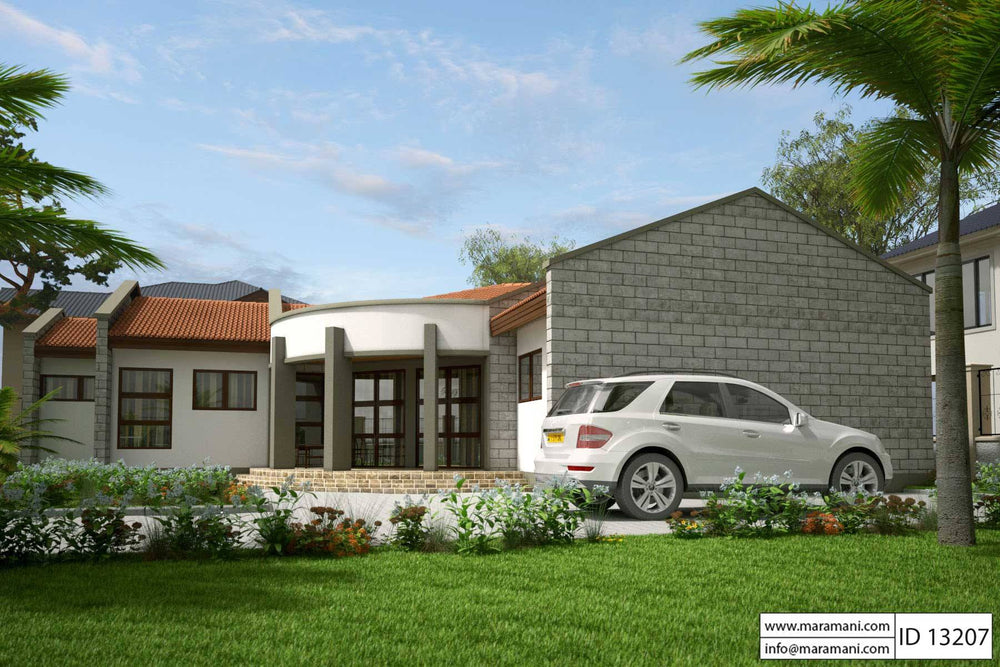 Low Budget Modern 3 Bedroom House Design - ID 13207 - Plans by Maramani
