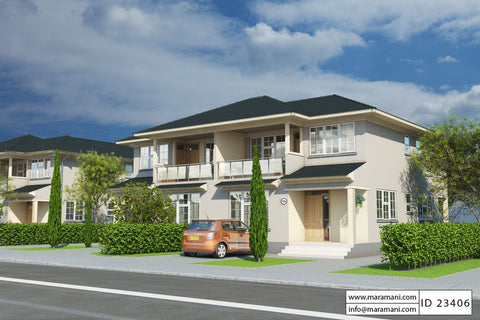 Modern 3 Bedrooms Duplex House Plan - ID 23406 - Design by Maramani