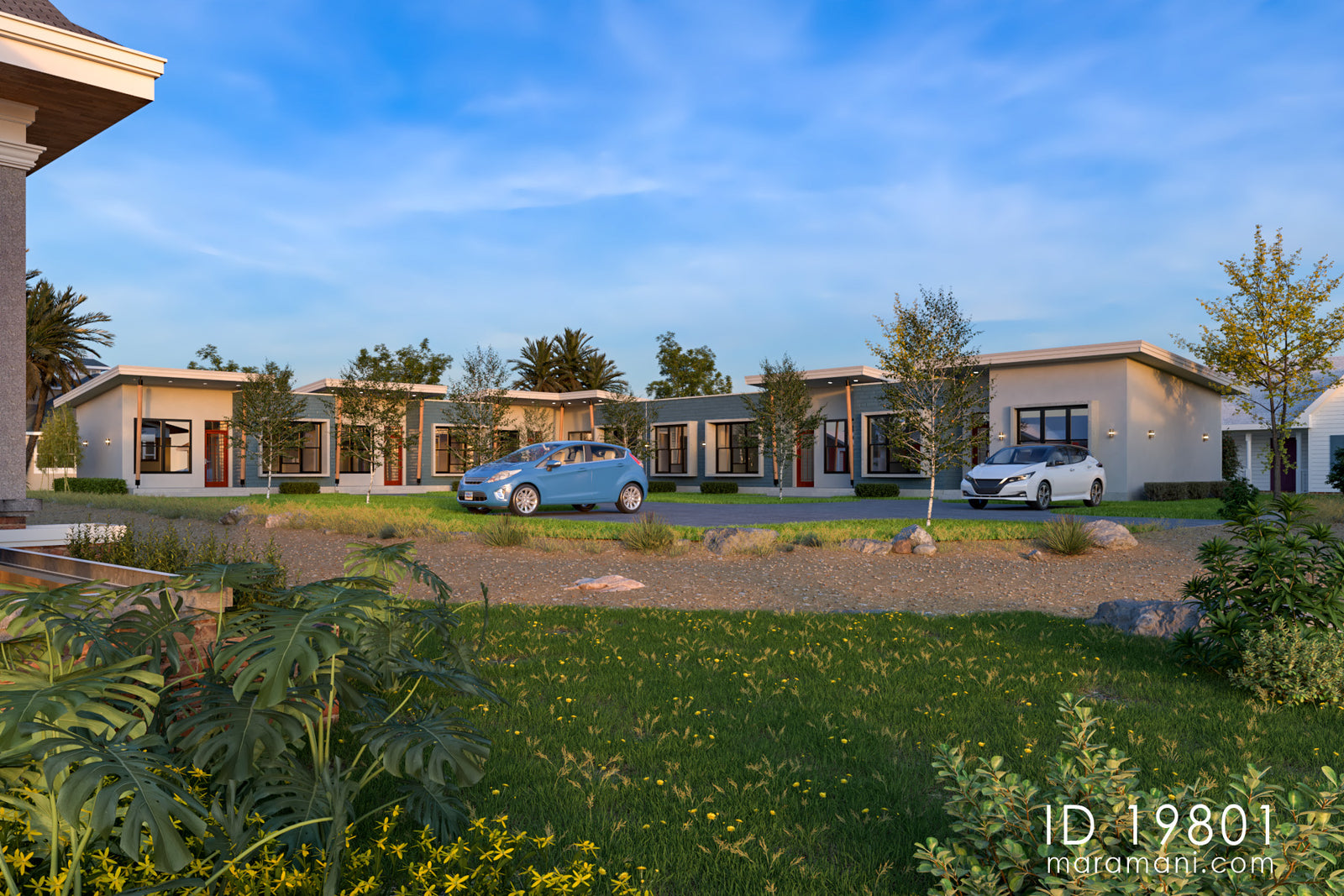 Single-storey Apartment complex - ID 19801 - House plans by Maramani