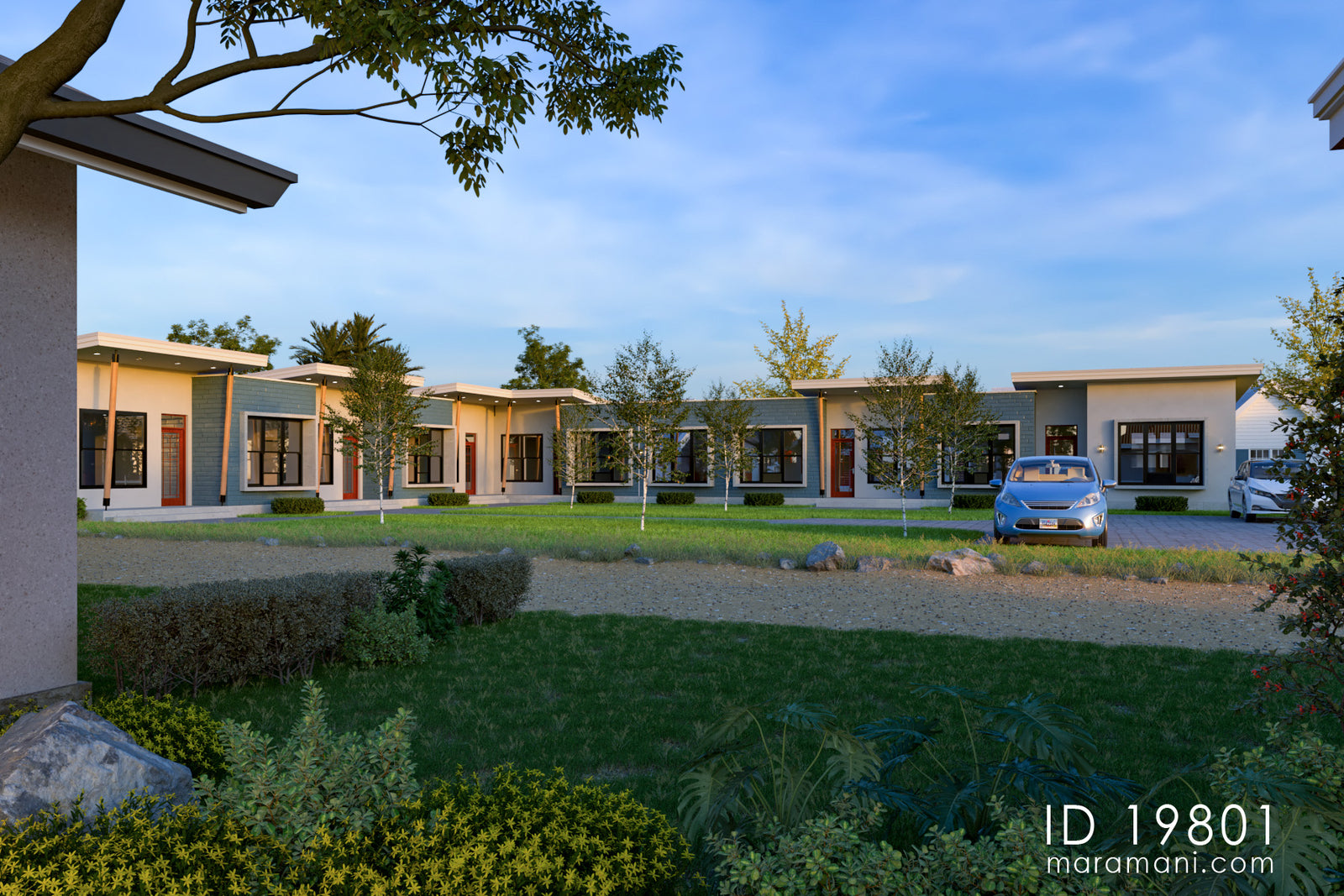 Single-storey Apartment complex - ID 19801 - House plans by Maramani