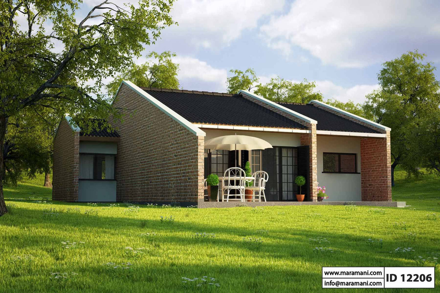 Small Brick House Design - ID 12206 - House Plans by Maramani