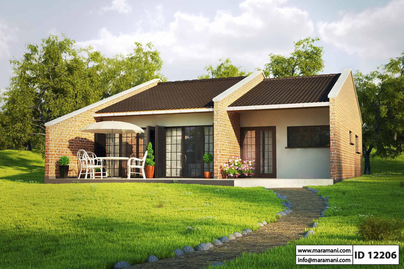 Small Brick House Design - ID 12206 - House Plans by Maramani