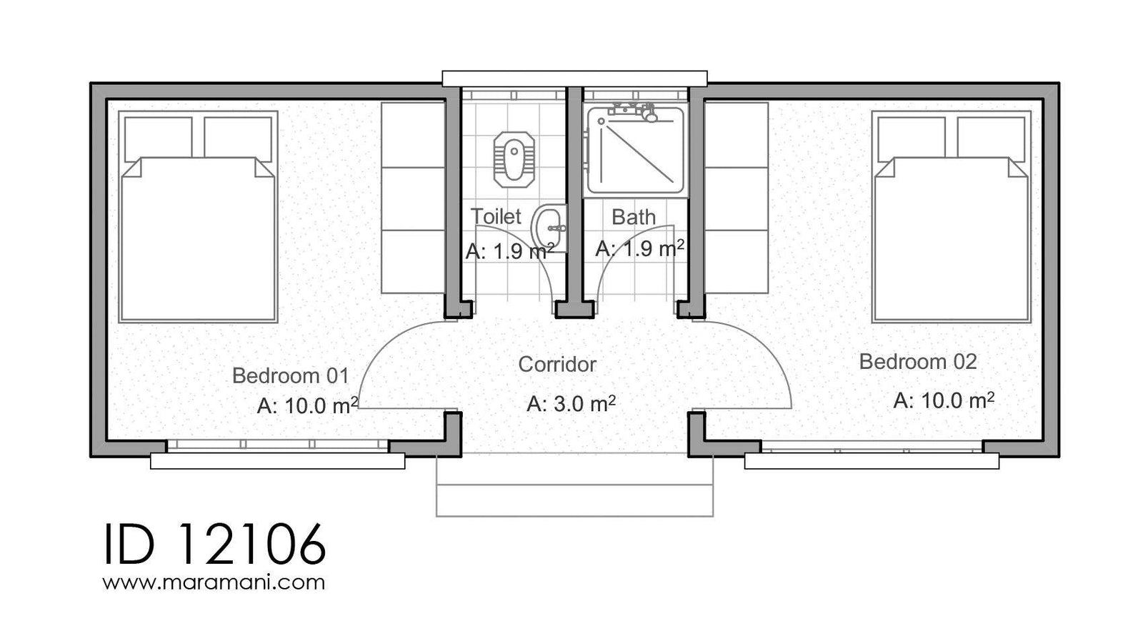 Servant quarters or staff quarters - ID 12106 - House plan by Maramani